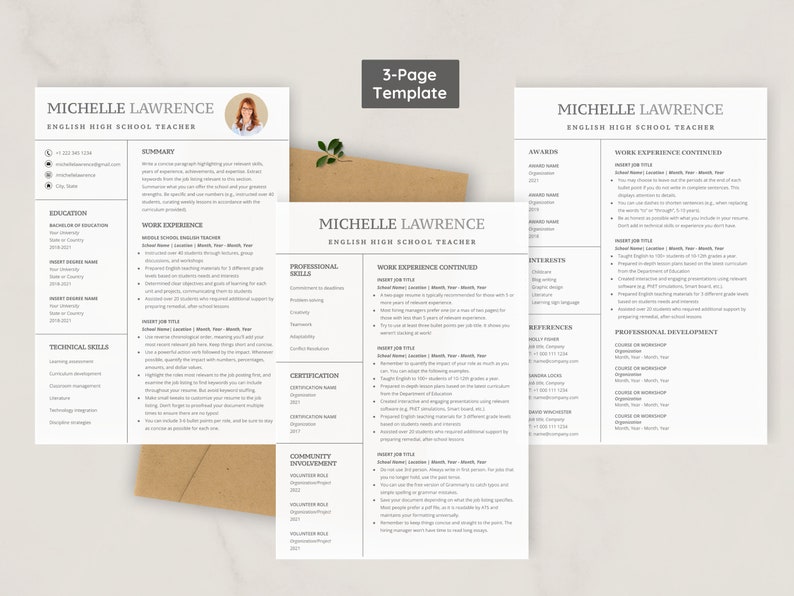 Teacher Resume Template Google Docs & Word 2025 | 1, 2, 3-page ...