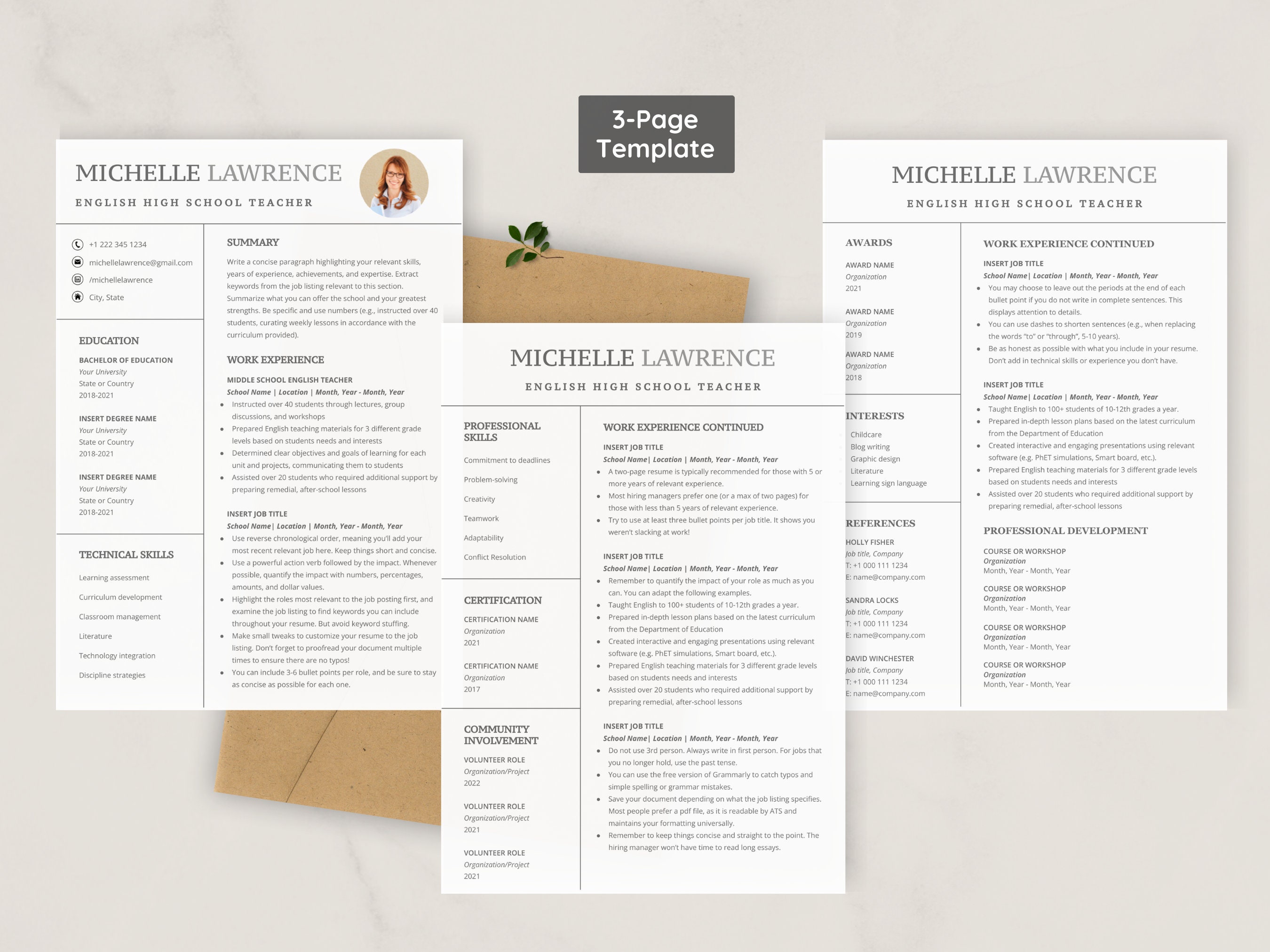 Teacher Resume Template Google Docs & Word 2025 | 1, 2, 3-page ...