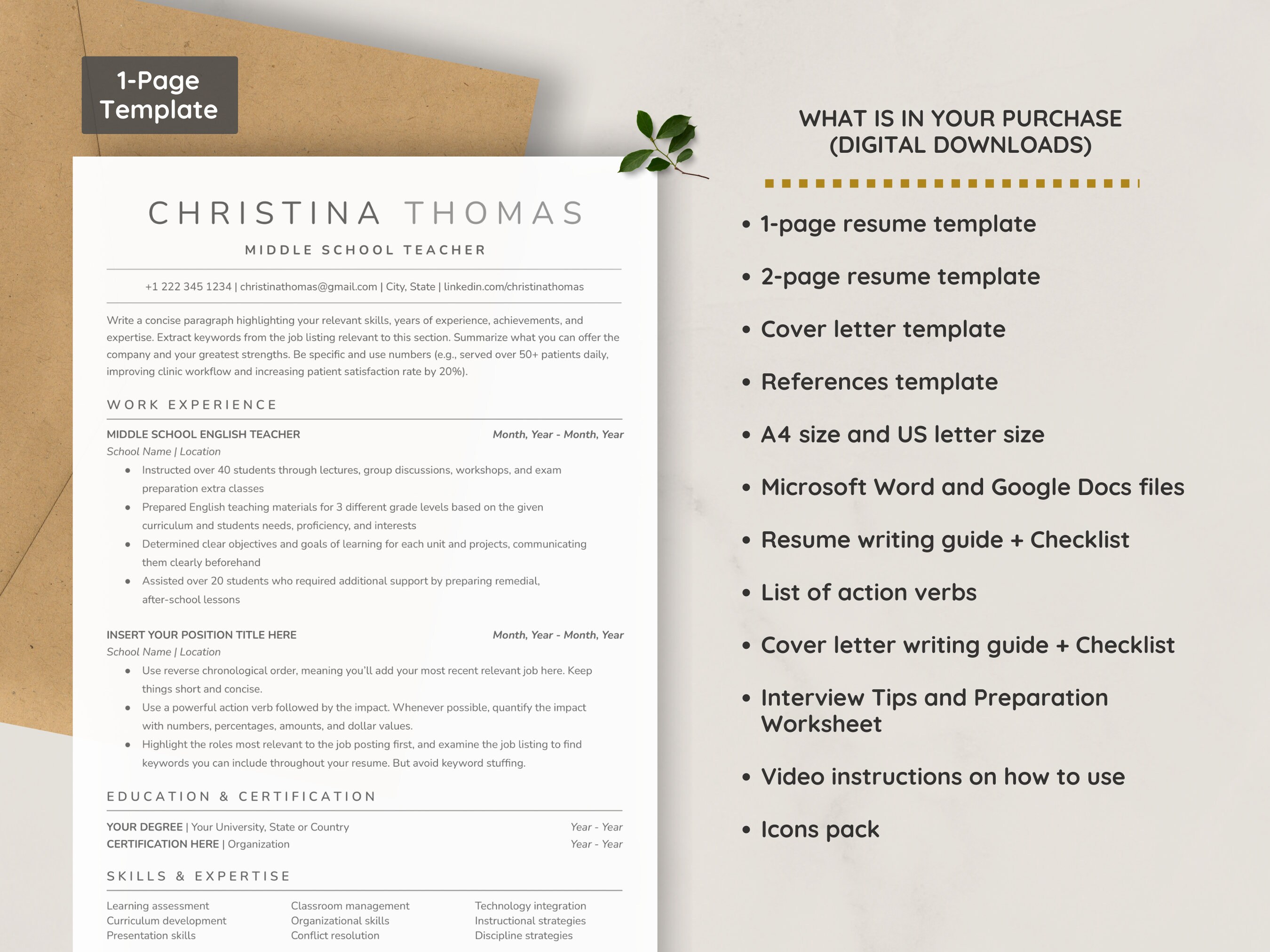 ATS Teacher Resume Template Google Docs, Word | Principal, Education ...