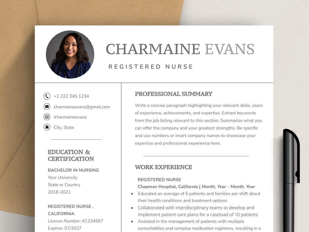 Registered Nurse Resume Template Google Docs, Word 2025 | Nursing, RN ...