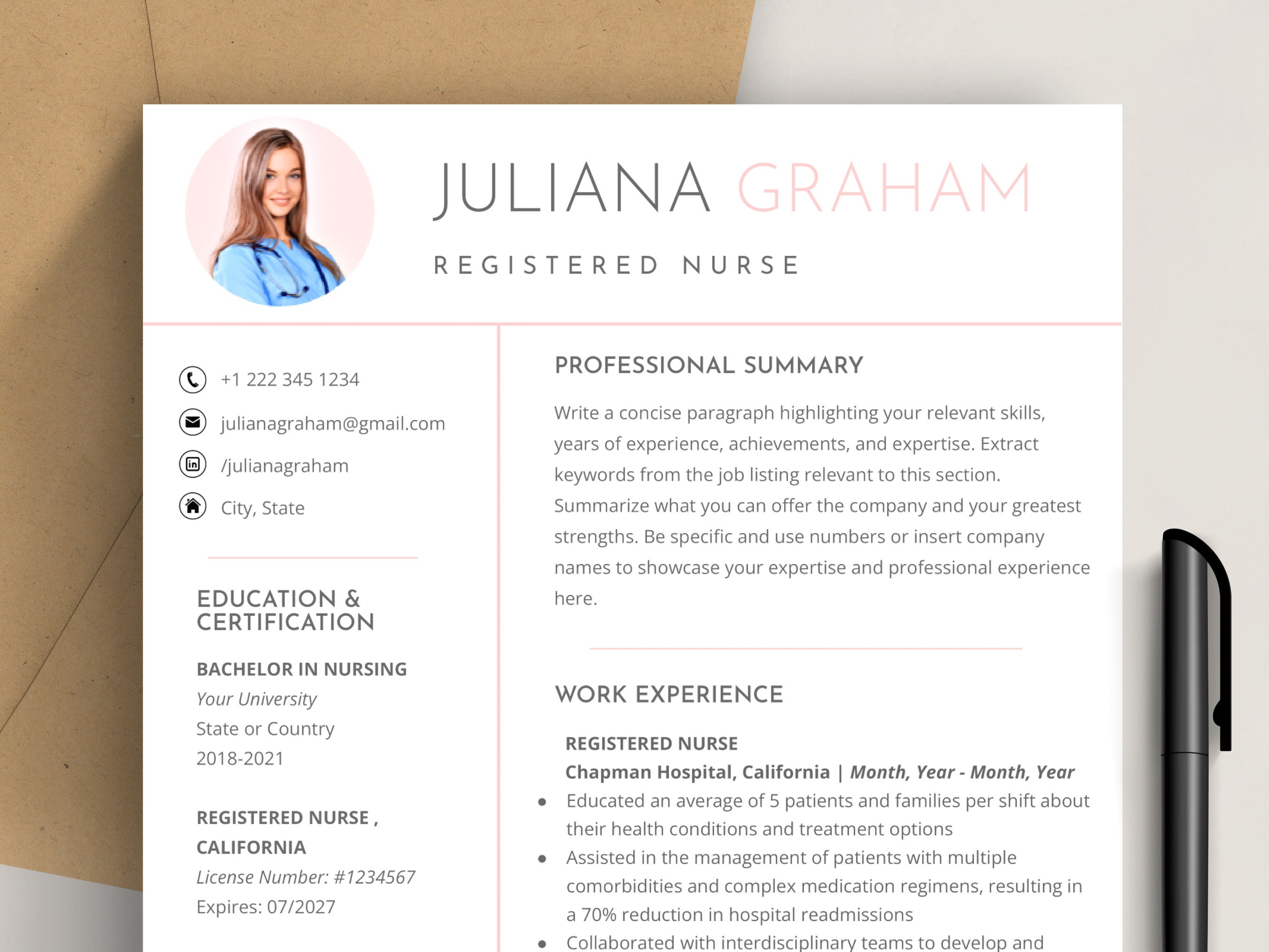 Registered Nurse Resume Template Google Docs & Word 2025 | RN, New Grad ...