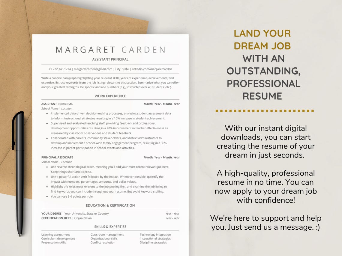 Assistant Principal Resume Template, Ats-friendly for Google Docs ...