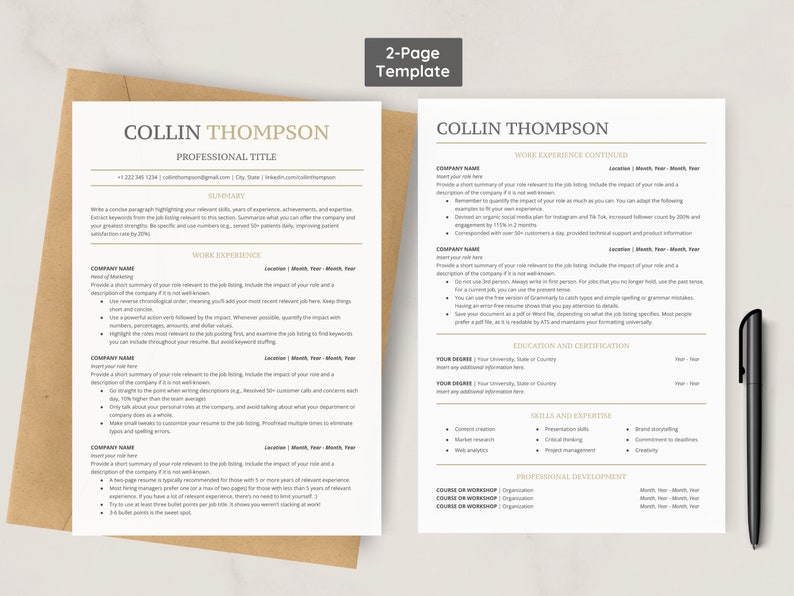 ATS Resume and Cover Letter Template for Word, Google Docs 2025 | ATS ...