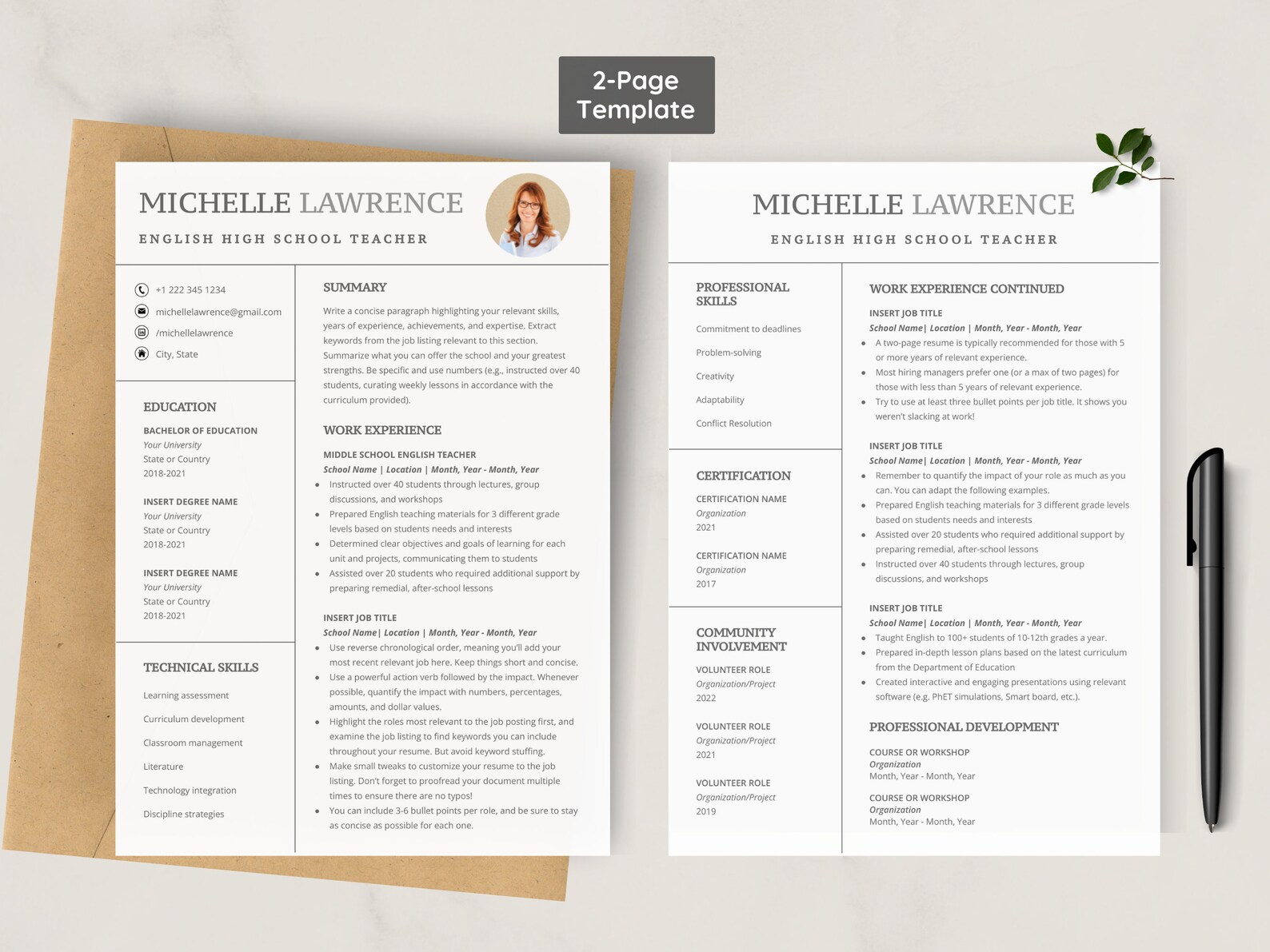 Teacher Resume Template Google Docs & Word 2025 | 1, 2, 3-page ...