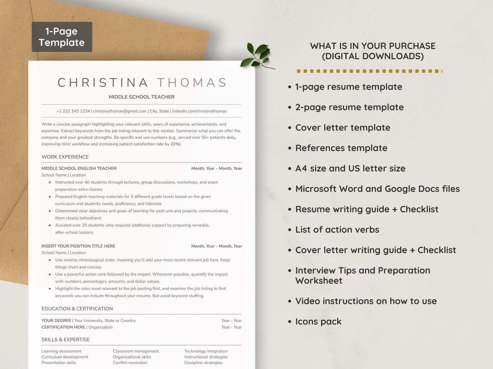 ATS Teacher Resume Template Google Docs, Word | Principal, Education ...