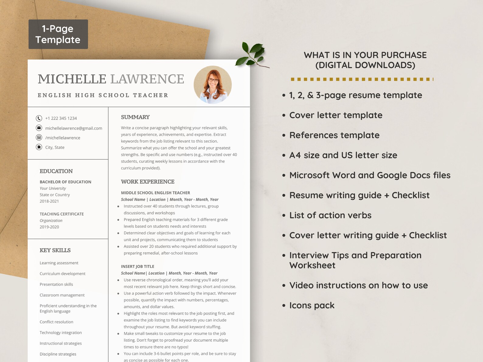 Teacher Resume Template Google Docs & Word 2025 | 1, 2, 3-page ...