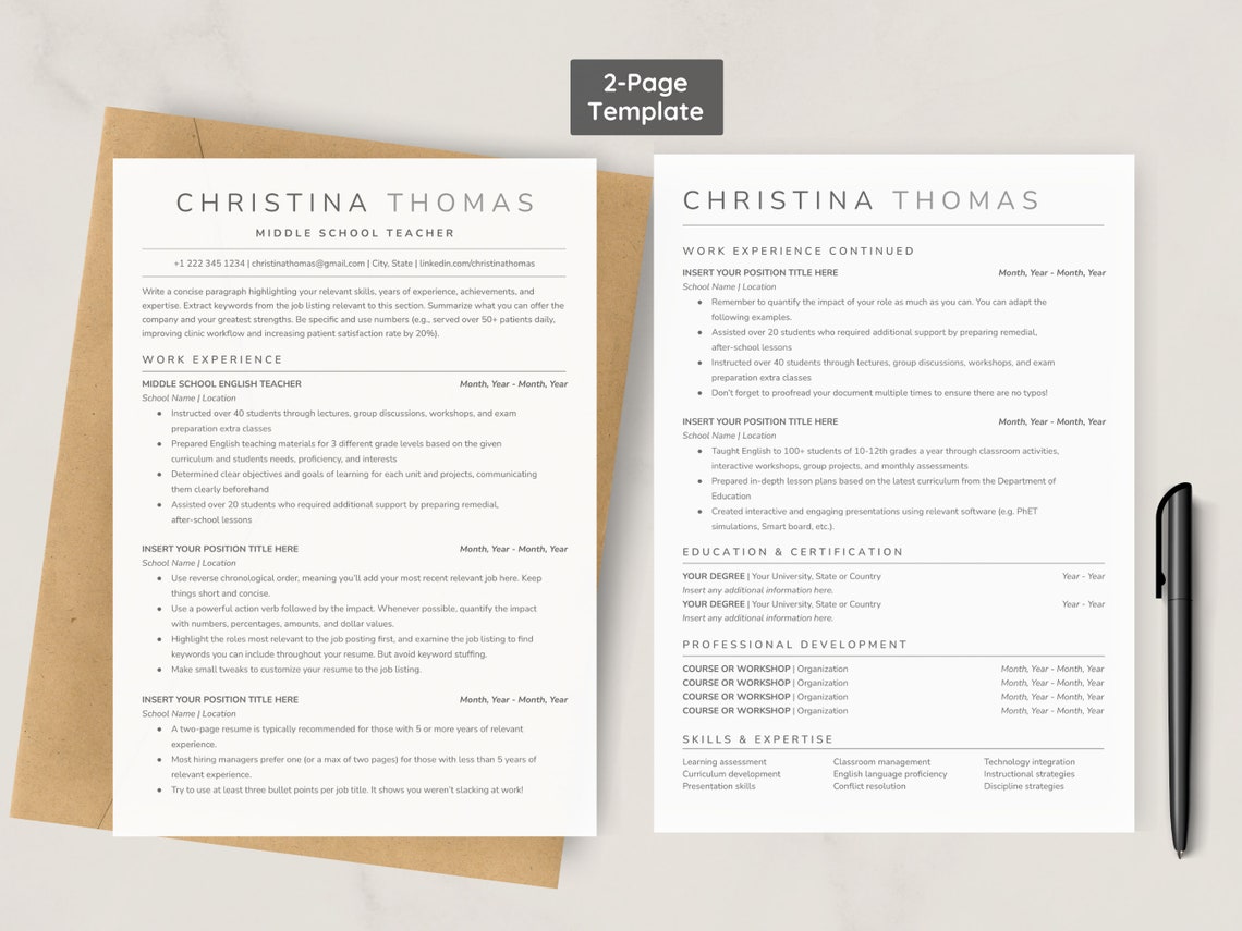 ATS Teacher Resume Template Google Docs, Word | Principal, Education ...