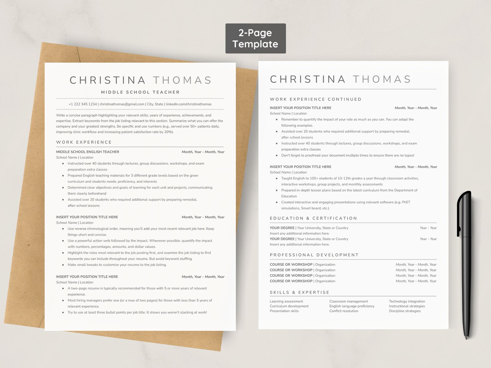 ATS Teacher Resume Template Google Docs, Word | Principal, Education ...