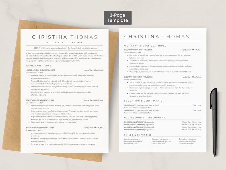 ATS Teacher Resume Template Google Docs, Word | Principal, Education ...