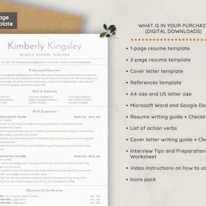 ATS Teacher Resume Template Google Docs, Word + Cover Letter ...