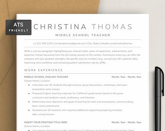 ATS Teacher Resume Template Google Docs, Word + Cover Letter ...