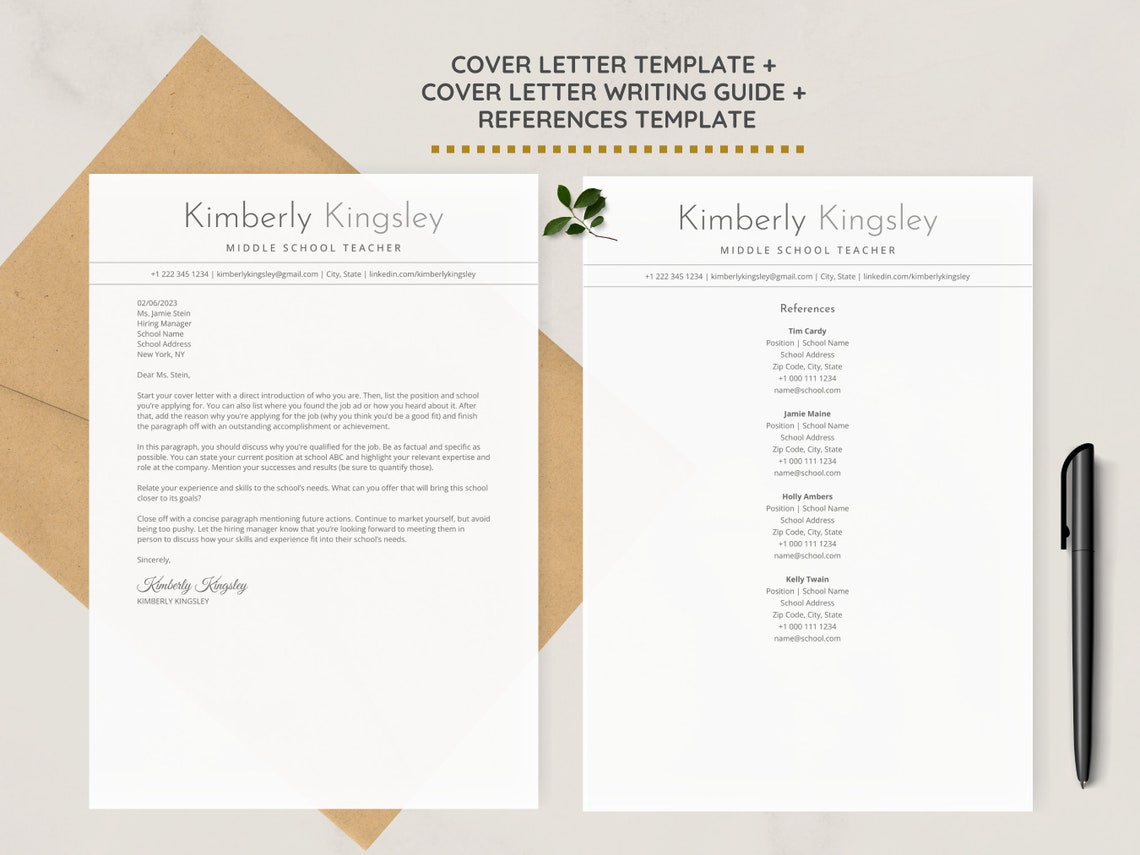 ATS Teacher Resume Template Google Docs, Word + Cover Letter ...