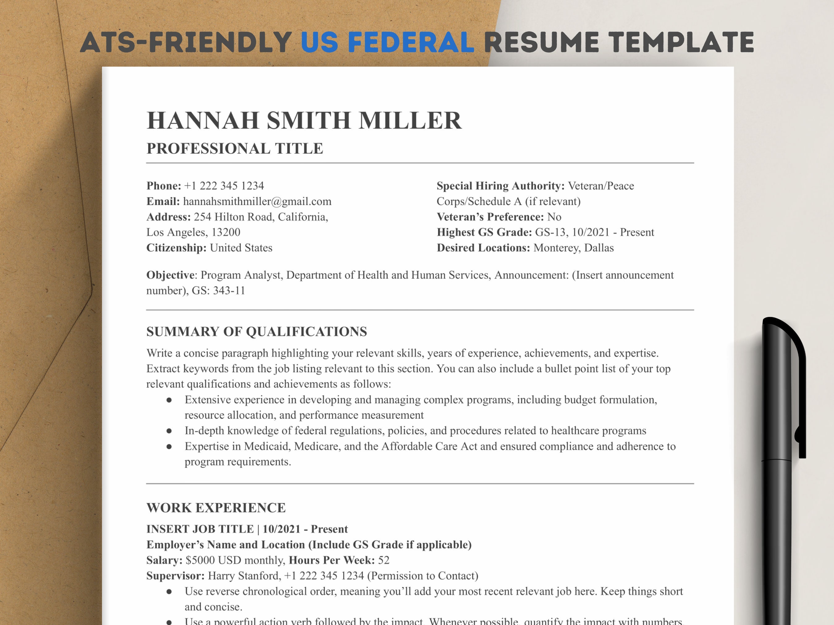 Usa Job Resume Samples