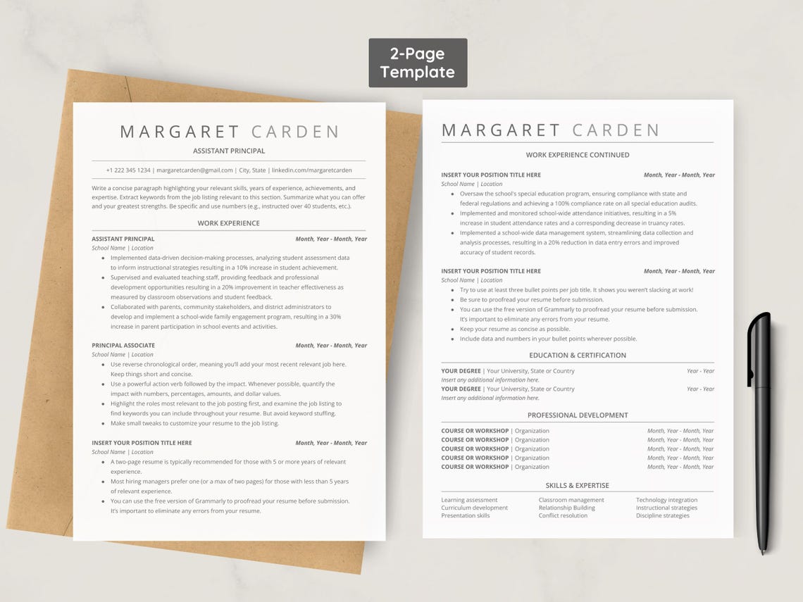 Assistant Principal Resume Template, Ats-friendly for Google Docs ...