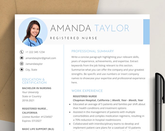 Nurse Resume Template, New Graduate Nurse, Professional Nurse Resume ...