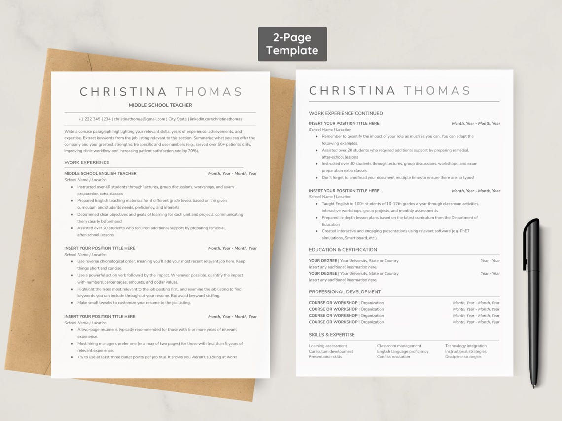 ATS Teacher Resume Template Google Docs, Word | Principal, Education ...