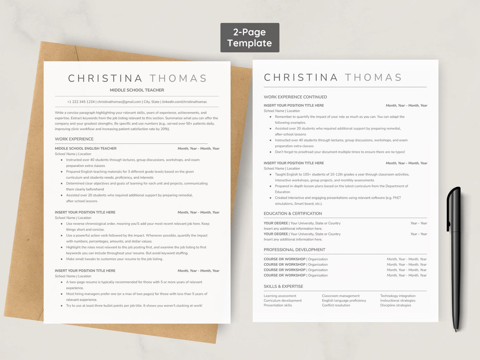ATS Teacher Resume Template Google Docs, Word | Principal, Education ...