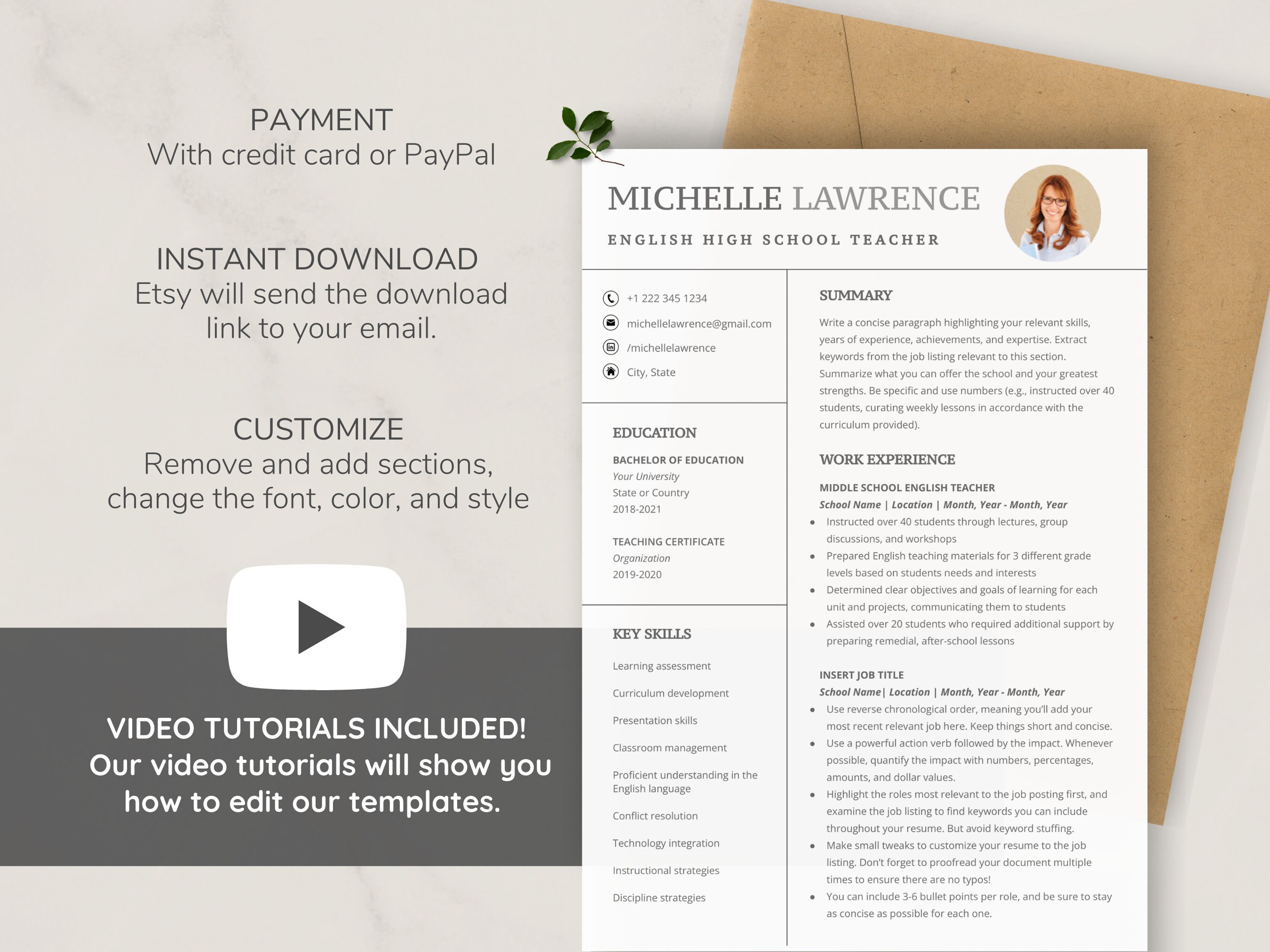 Teacher Resume Template Google Docs & Word 2025 | 1, 2, 3-page ...