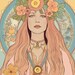 Queen of Pentacles Pastel 70's Style Wall Art, Digital Download - Etsy