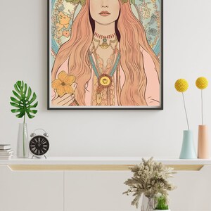 Queen of Pentacles Pastel 70's Style Wall Art, Digital Download - Etsy