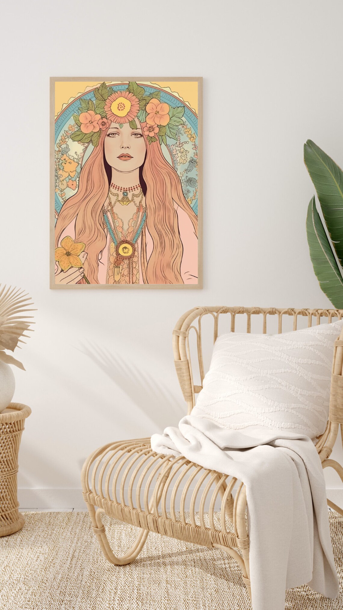 Queen of Pentacles Pastel 70's Style Wall Art, Digital Download - Etsy