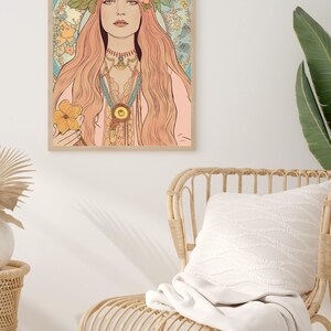 Queen of Pentacles Pastel 70's Style Wall Art, Digital Download - Etsy
