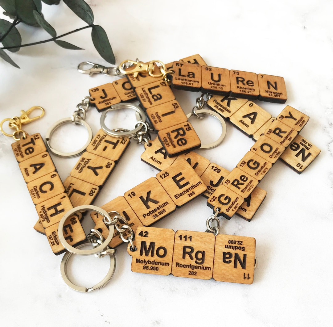 Custom Chemistry Name Keychain, Periodic Table Element Name Keychain ...