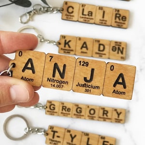 Custom Chemistry Name Keychain, Periodic Table Element Name Keychain ...