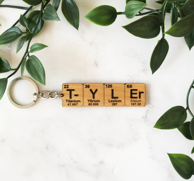 Custom Chemistry Name Keychain, Periodic Table Element Name Keychain ...