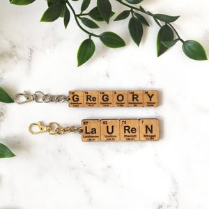 Custom Chemistry Name Keychain, Periodic Table Element Name Keychain ...