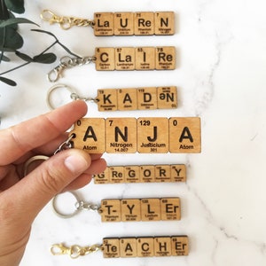 Custom Chemistry Name Keychain, Periodic Table Element Name Keychain ...