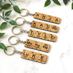 Custom Chemistry Name Keychain, Periodic Table Element Name Keychain ...