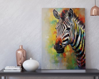 Abstract Colorful Zebra Painting on Canvas Zebra Wall Art - Etsy