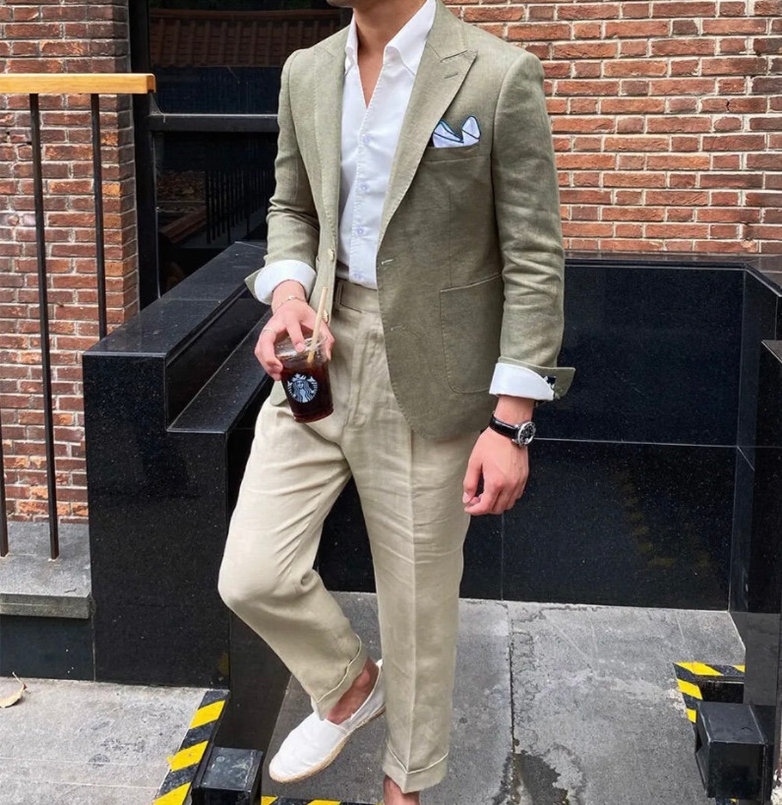 Linen Wedding Jacket Groomsmen Blazers Men Linen Coat Casual Fit Jacket ...
