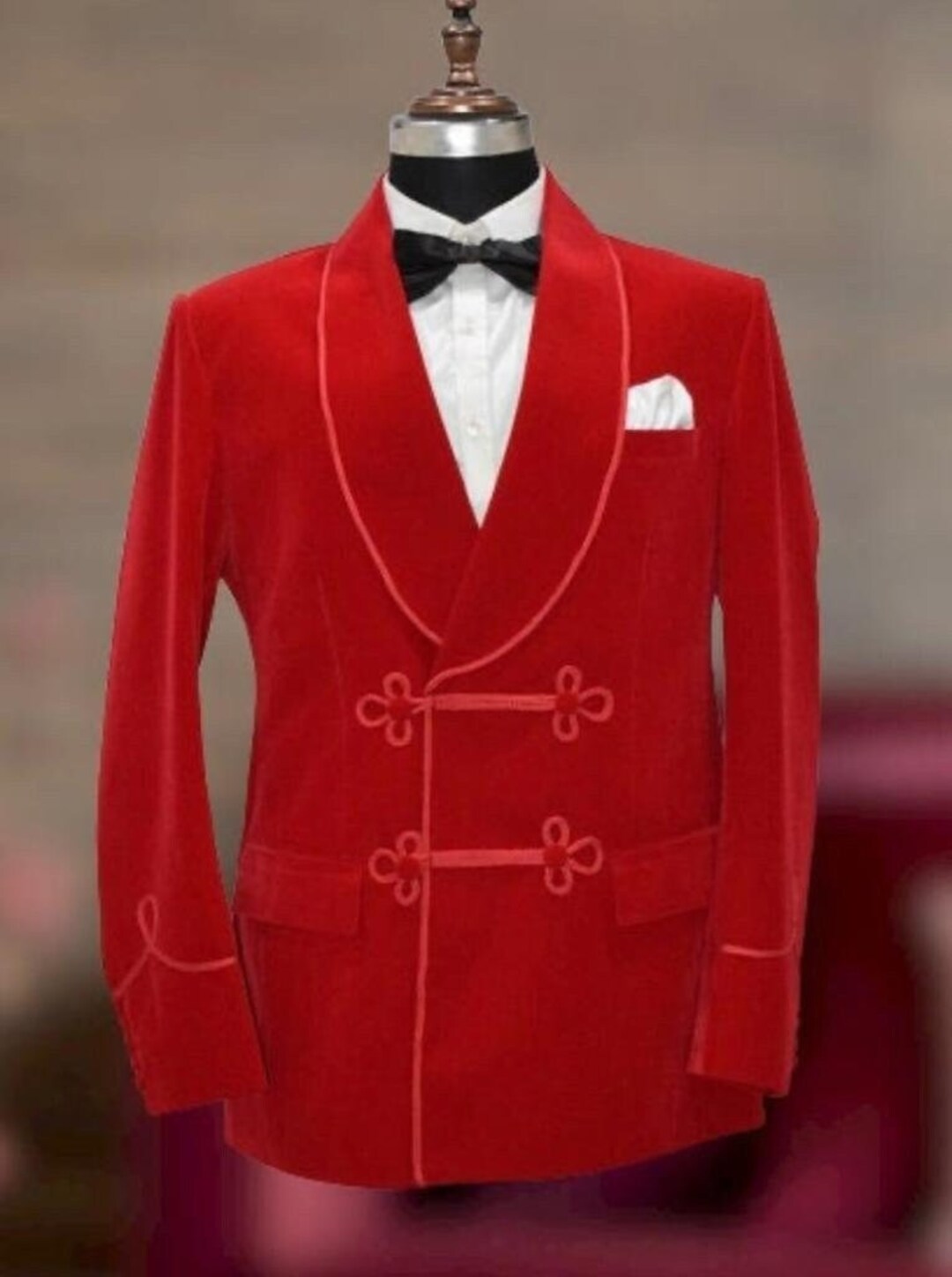 Men Smoking Jacket, Red Velvet Classic Smoking Blazer , Men Dinner ...