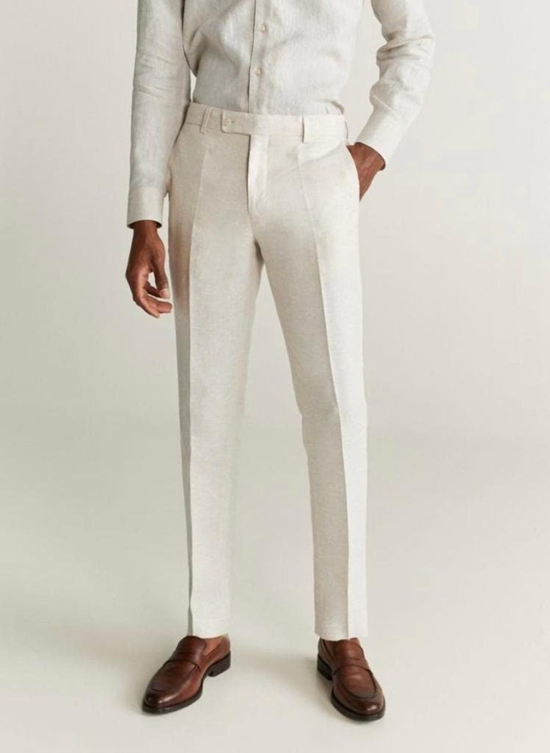 Men's Linen Formal Pant: Elegant White Groomsmen Trouser - Etsy