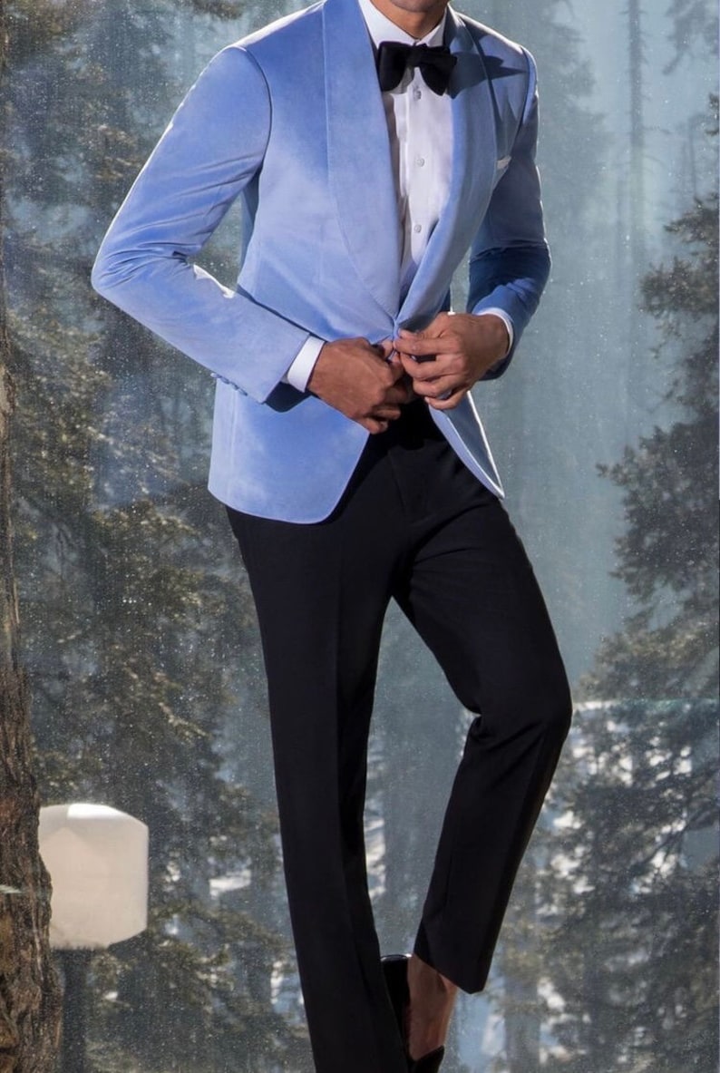 Men Sky Blue Blazer Men Wedding Jacket Men Tuxedo Jacket Black Pant ...