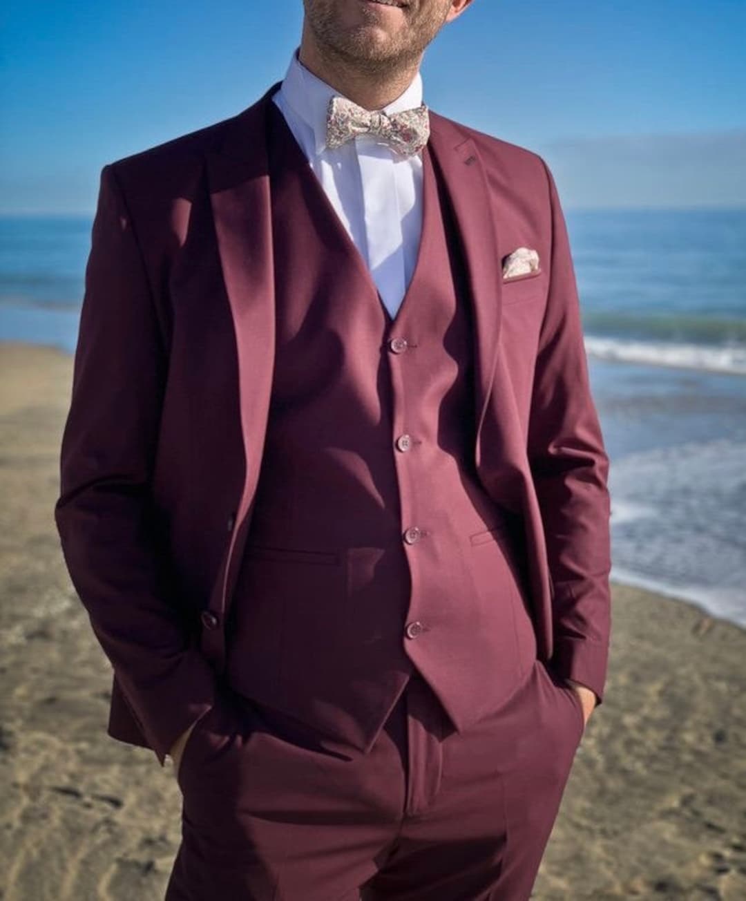 Men Burgundy Suit Men Suit Men Clothing Men Wedding Suit Grooms Bespoke ...