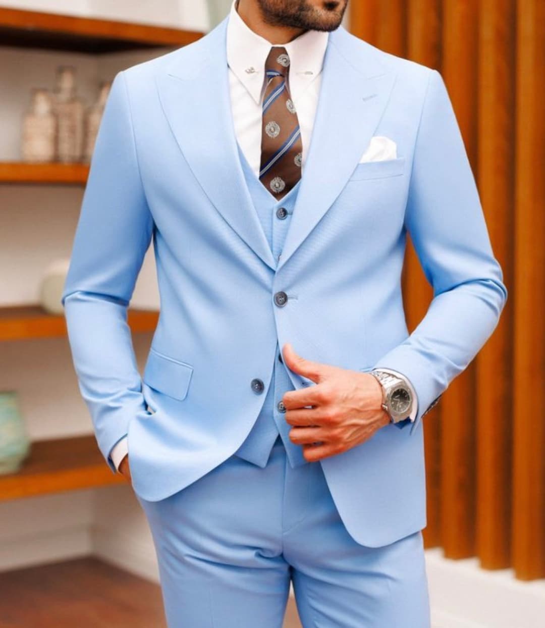 Men Suit Men Sky Blue 3 Piece Suit Men Clothing Men Suit Groom - Etsy