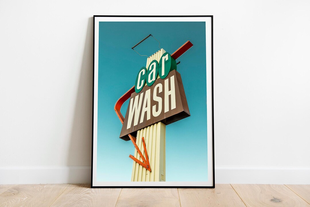 Mural Car Wash Sign in America, Los Angeles Midcentury Style, Googie ...