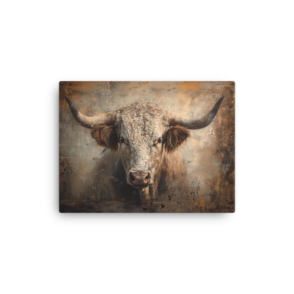 Majestic Bull Portrait Canvas Art - Etsy