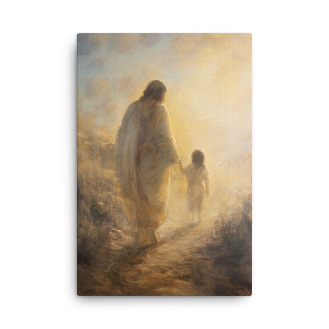 Follow Me - Jesus and Child in Golden Light - Etsy
