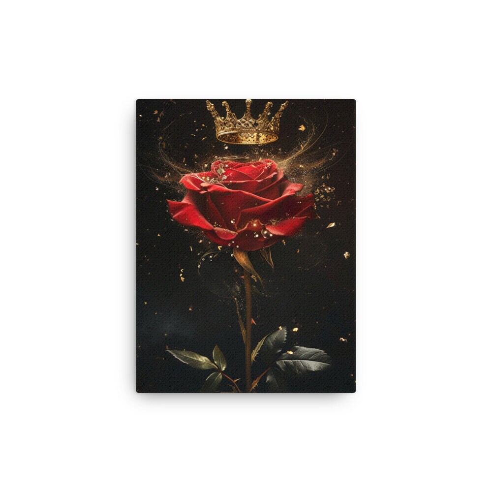 Enchanted Rose With Crown Canvas Art Regal Bloom Wall Decor - Etsy