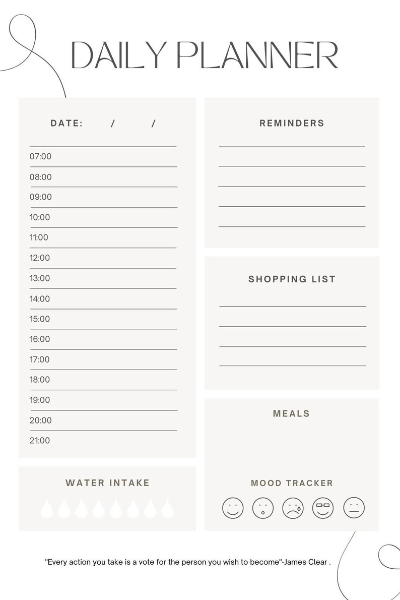 2023 Minimalist Printable Daily Planner Etsy