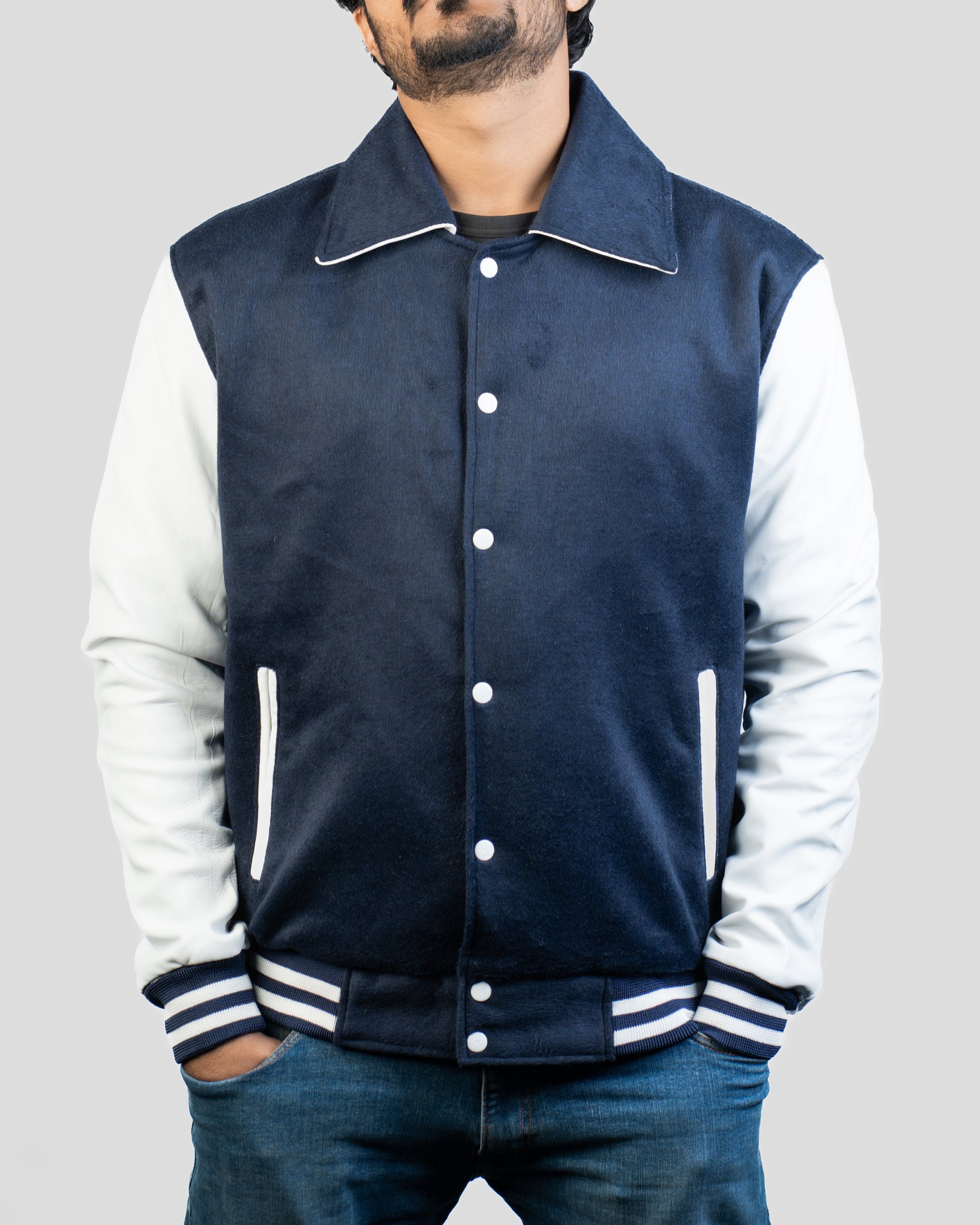 Mens Varsity Jacket, Blue and White Varsity Jacket, Varsity Bomber ...