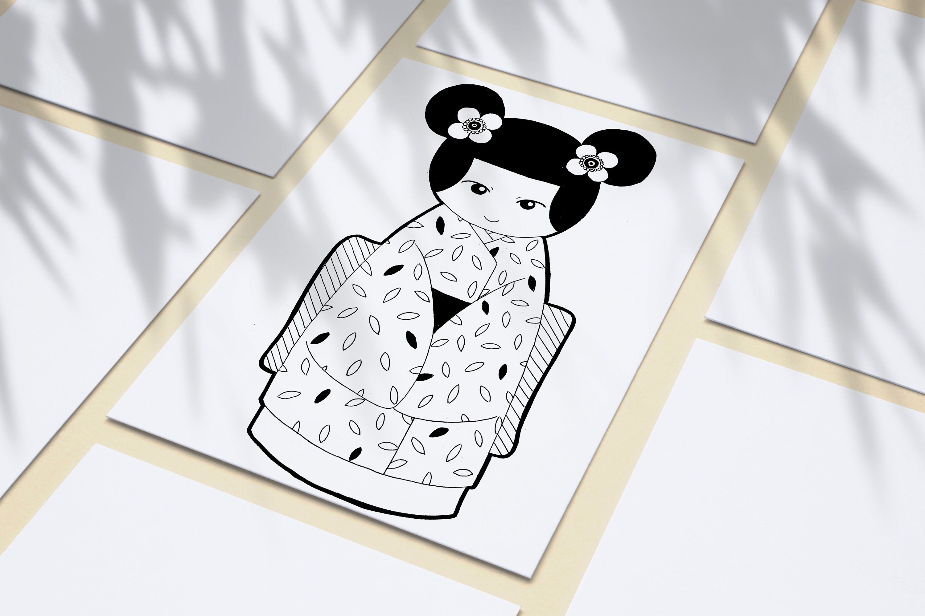 Kokeshi Doll Digital Download Autumn Kimono, Printable, Japan Art - Etsy