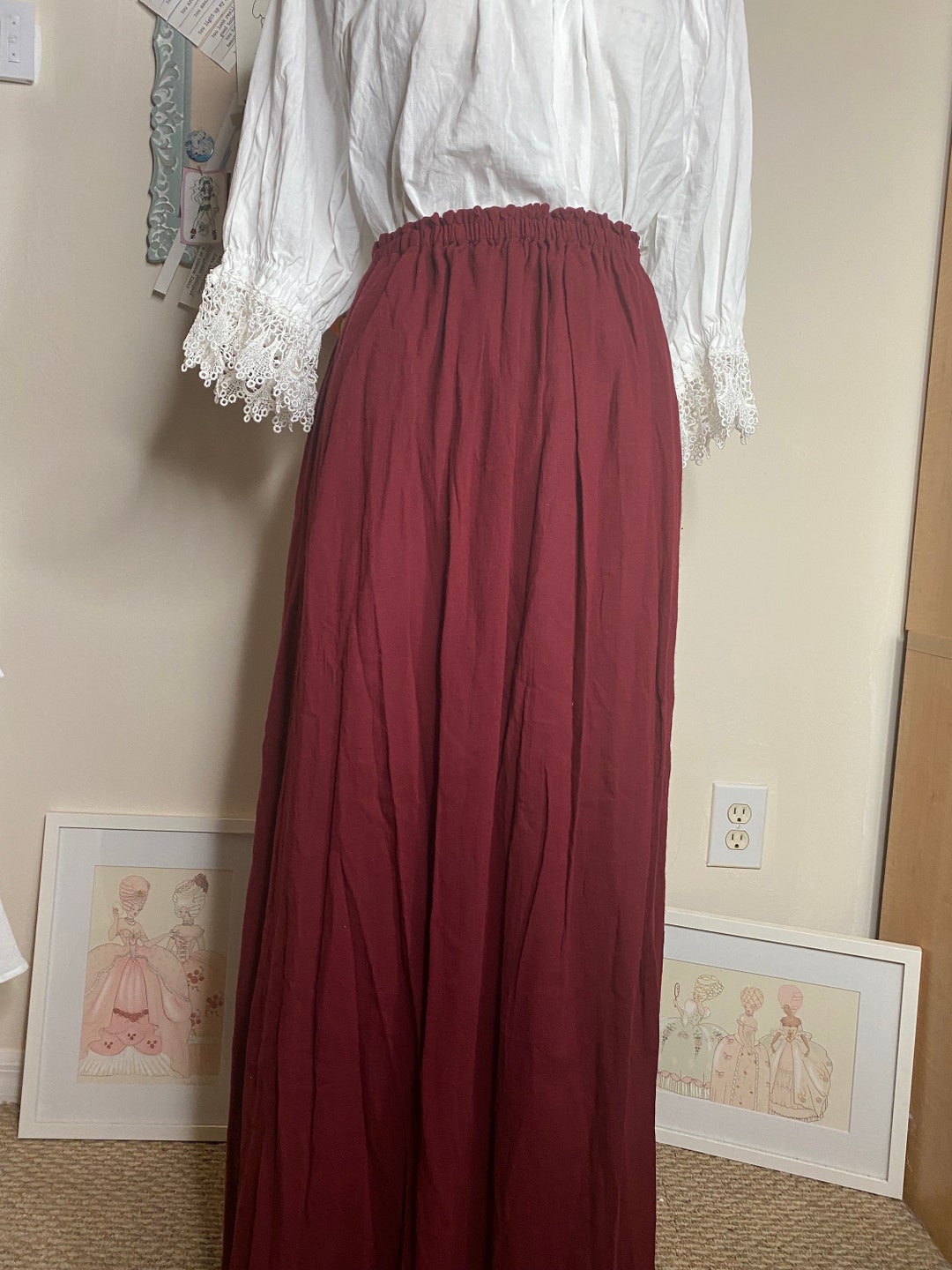 Bree Lovely Cotton Gauze Full Skirt Pockets in Side Rennisance/pirate ...