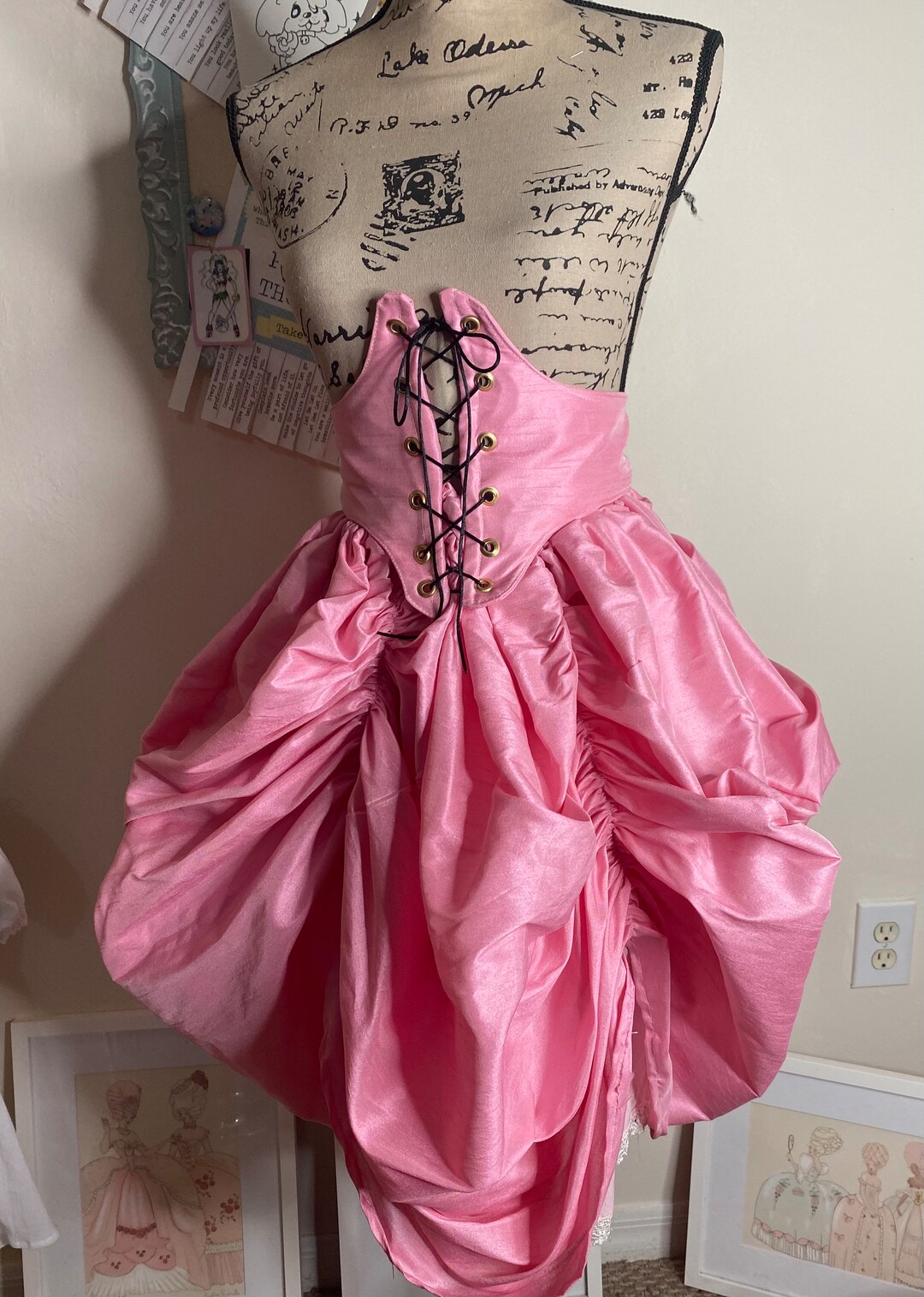 Rococo Skirt With Petticoat Trimmed With Lace W/corset Belt - Etsy UK