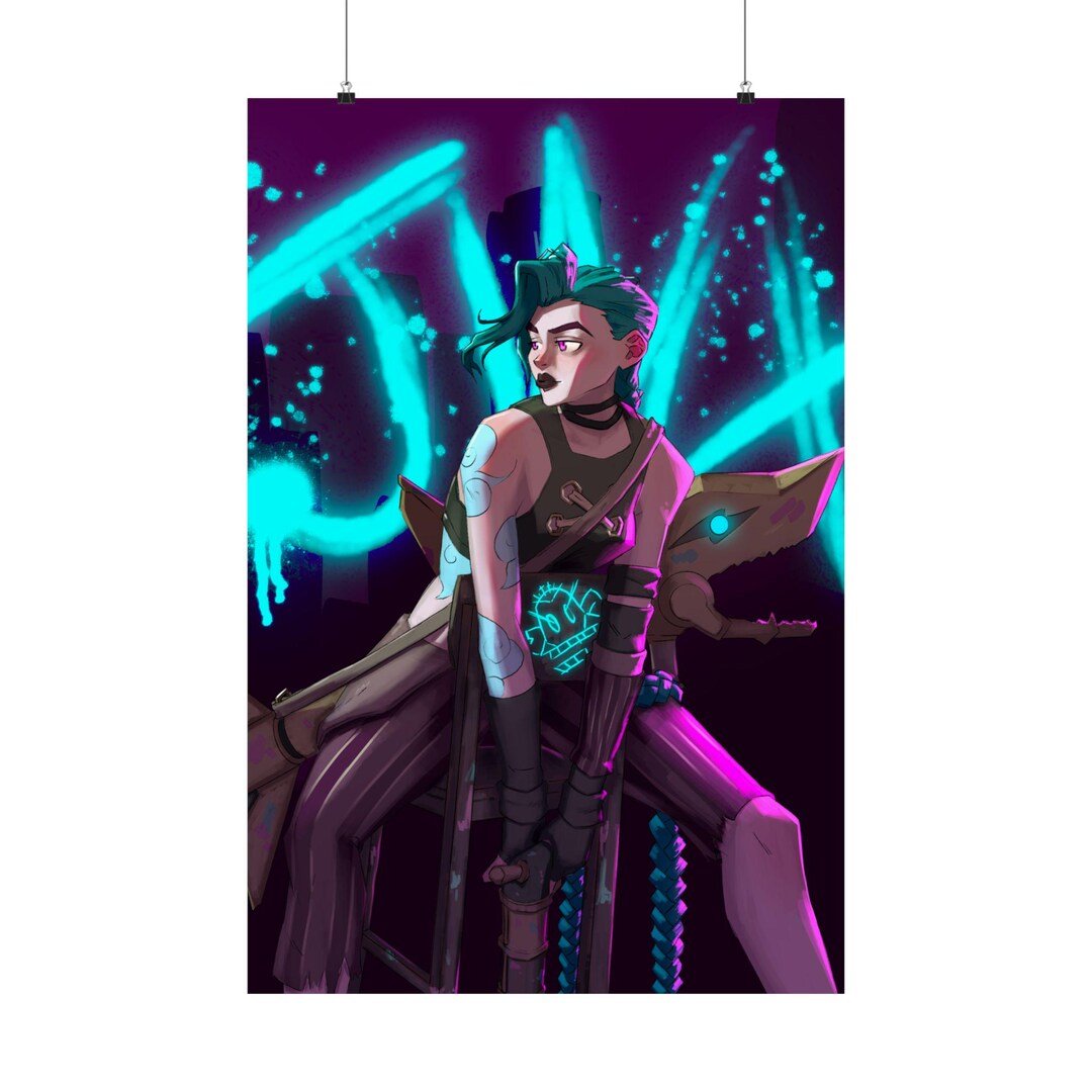 Matte Vertical Posters, Cyberpunk Jinx Print, Wall Art Decor, Sci-fi ...