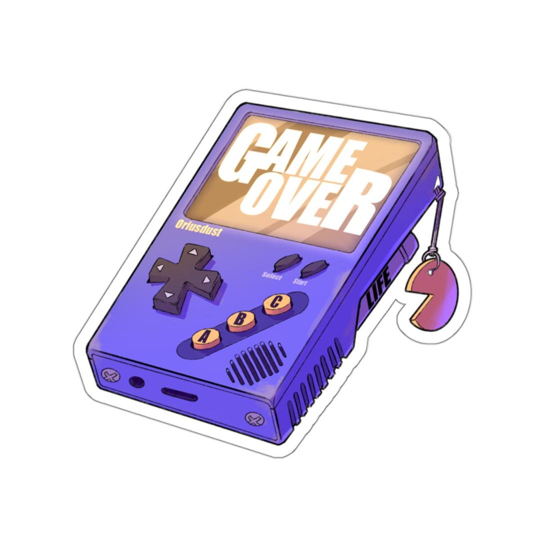 Portable Console Game Over Kiss-cut Stickers, Tech Stickers, Gamer ...